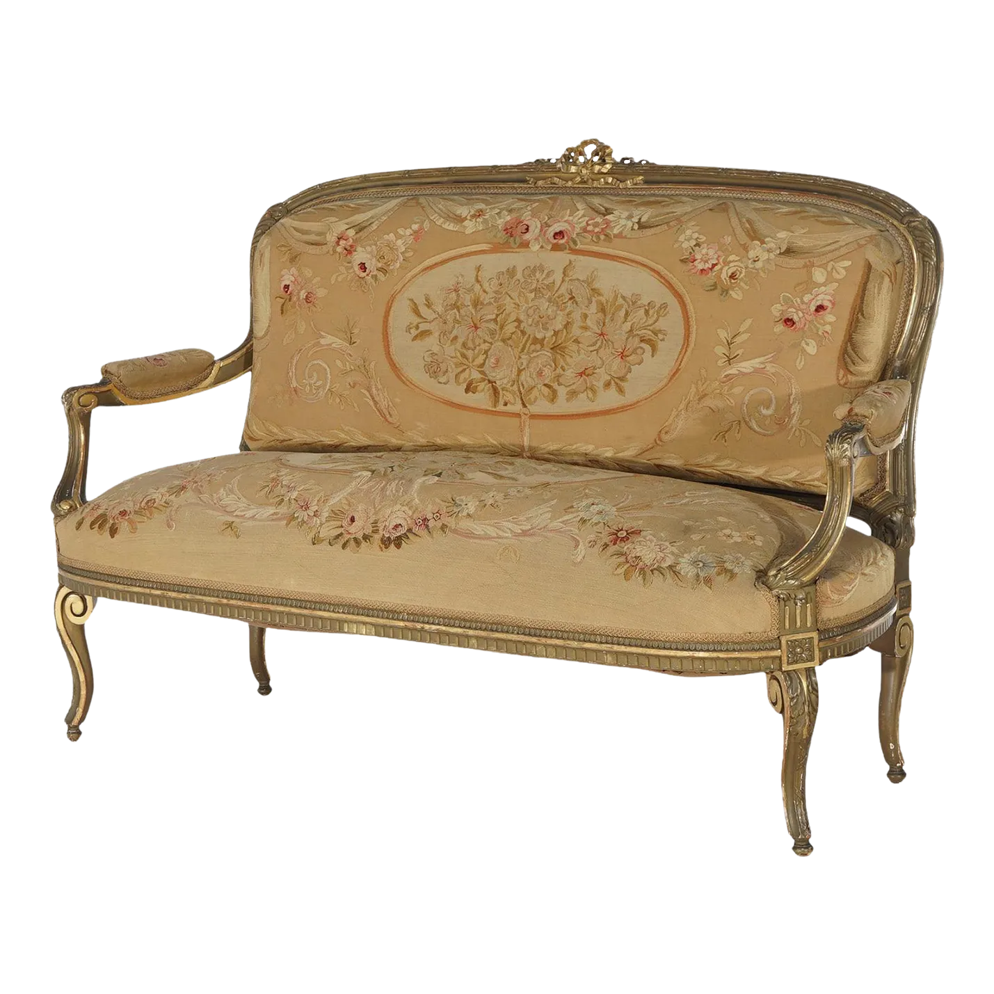 Antique French Louis XV Giltwood & Aubusson Tapestry Sofa Circa 1860 ...