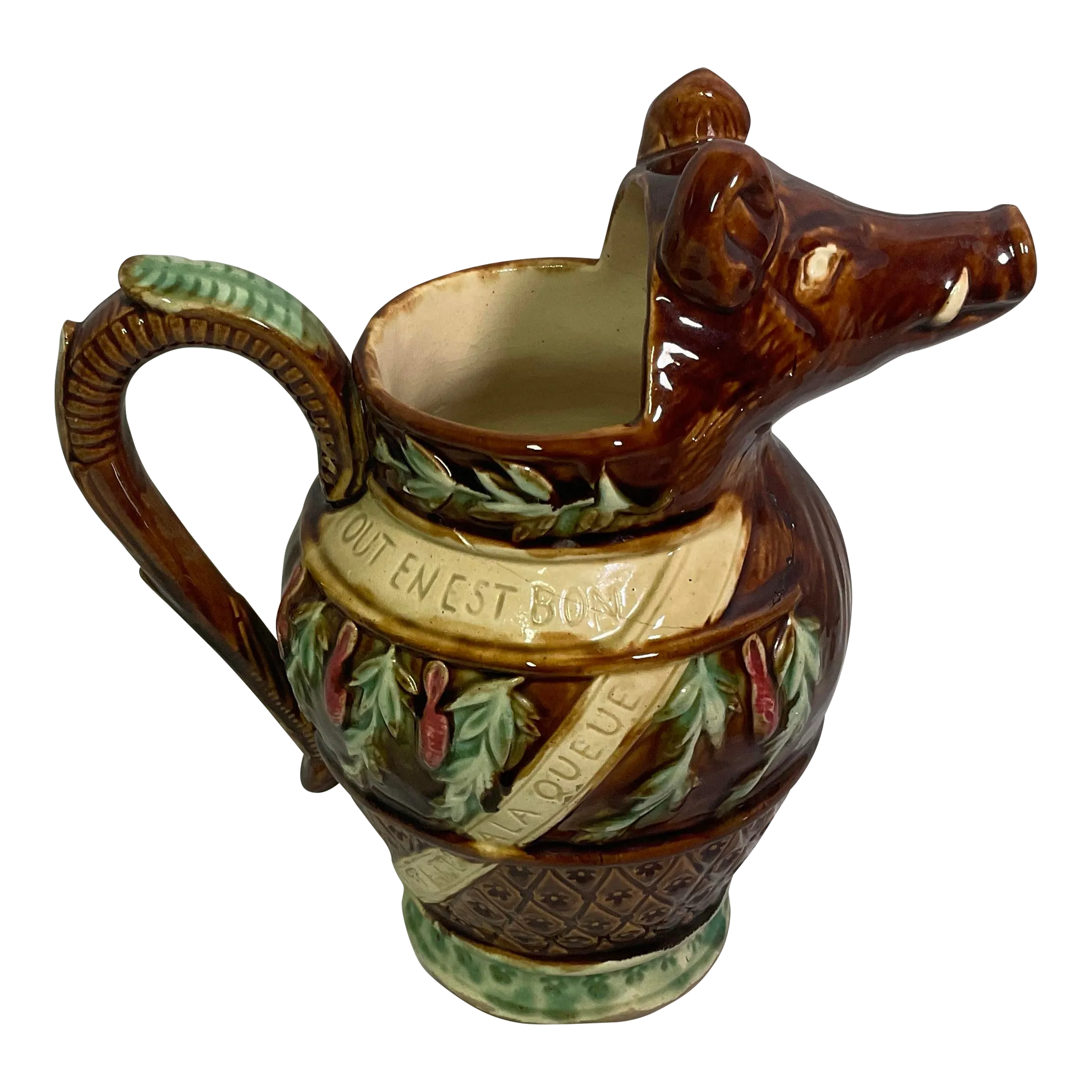 Mid 19th Century French Faience Wild Boar Majolica Animal Pitcher ...