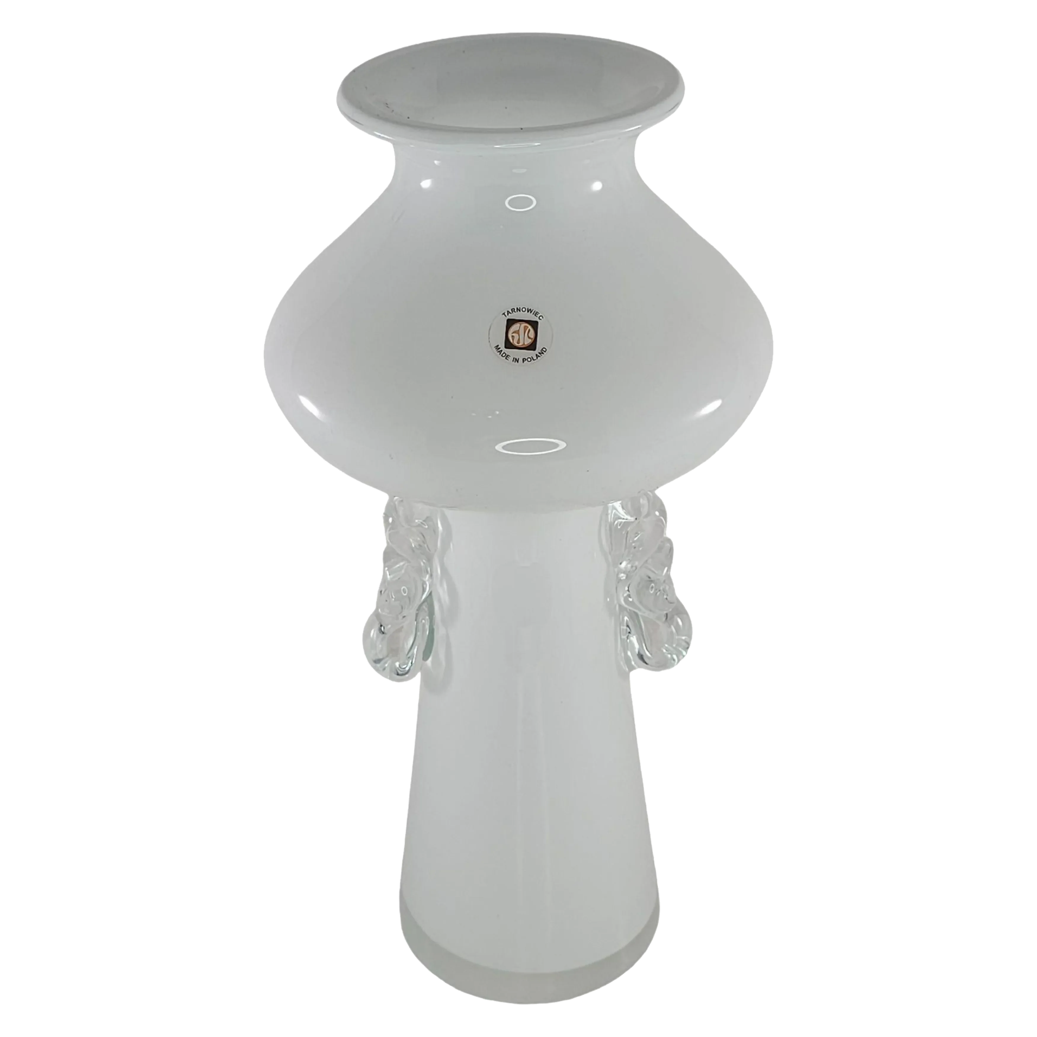 1980s Jerzy Sluczan-Orkusz Tarnowiec Poland Glass Vase White Clear ...