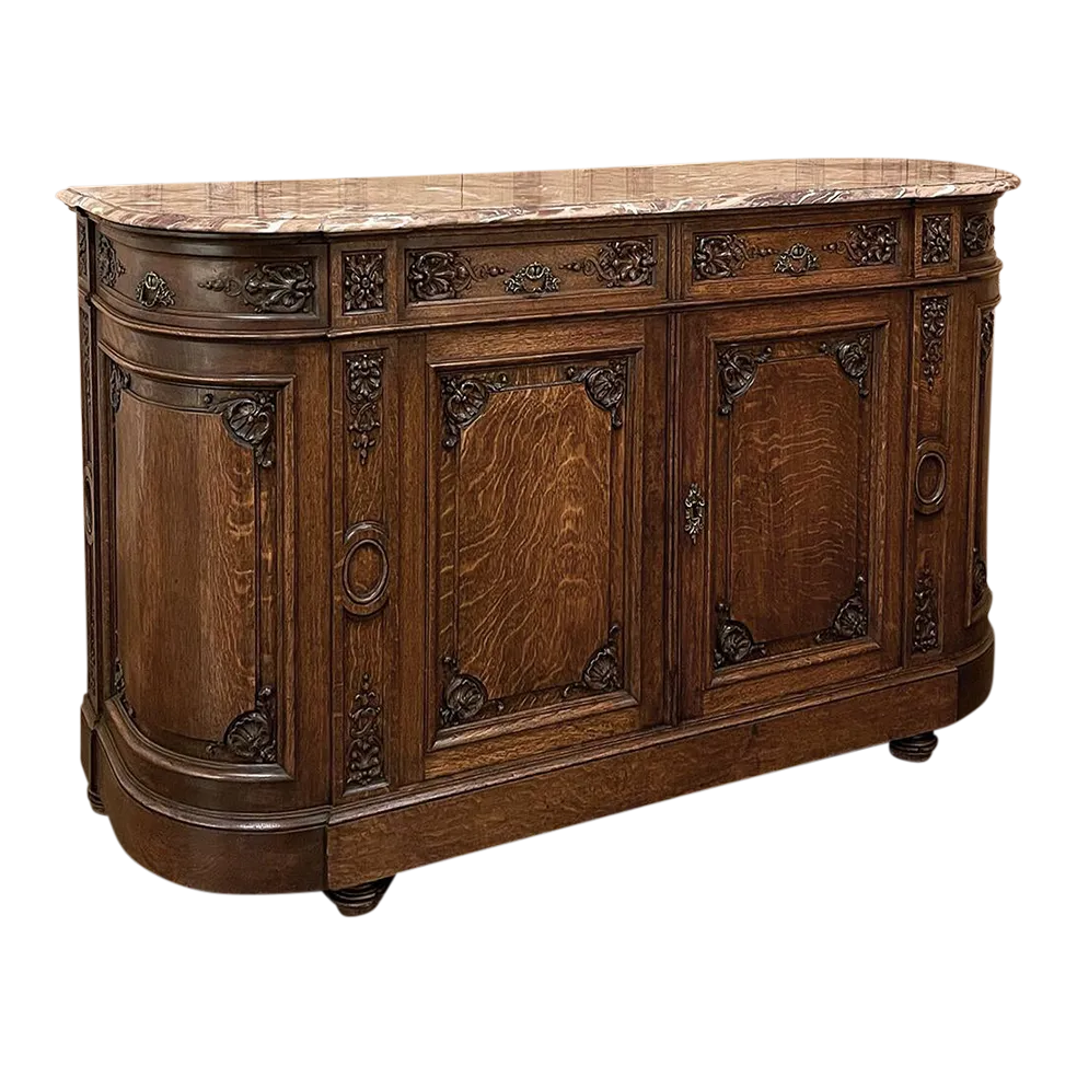 19th Century French Louis XIV Marble Top Buffet | Chairish
