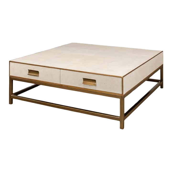 Osprey White Leather Coffee Table | Chairish