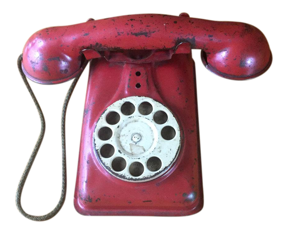 Red Pressed Steel Telephone Toy | Chairish
