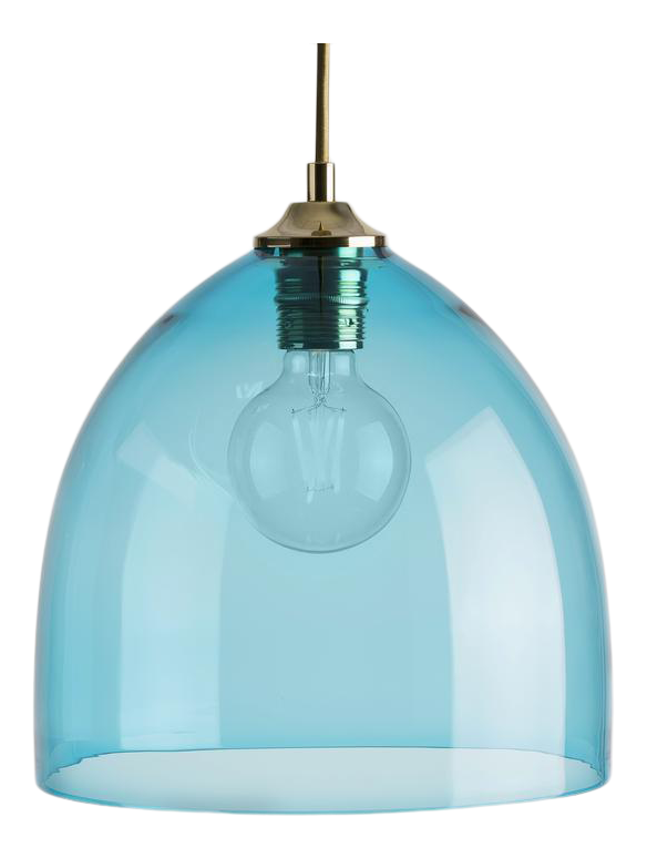 Pick-N-MIX Pendant Bowl Large - Plain Copper Blue Glass Colour | Chairish