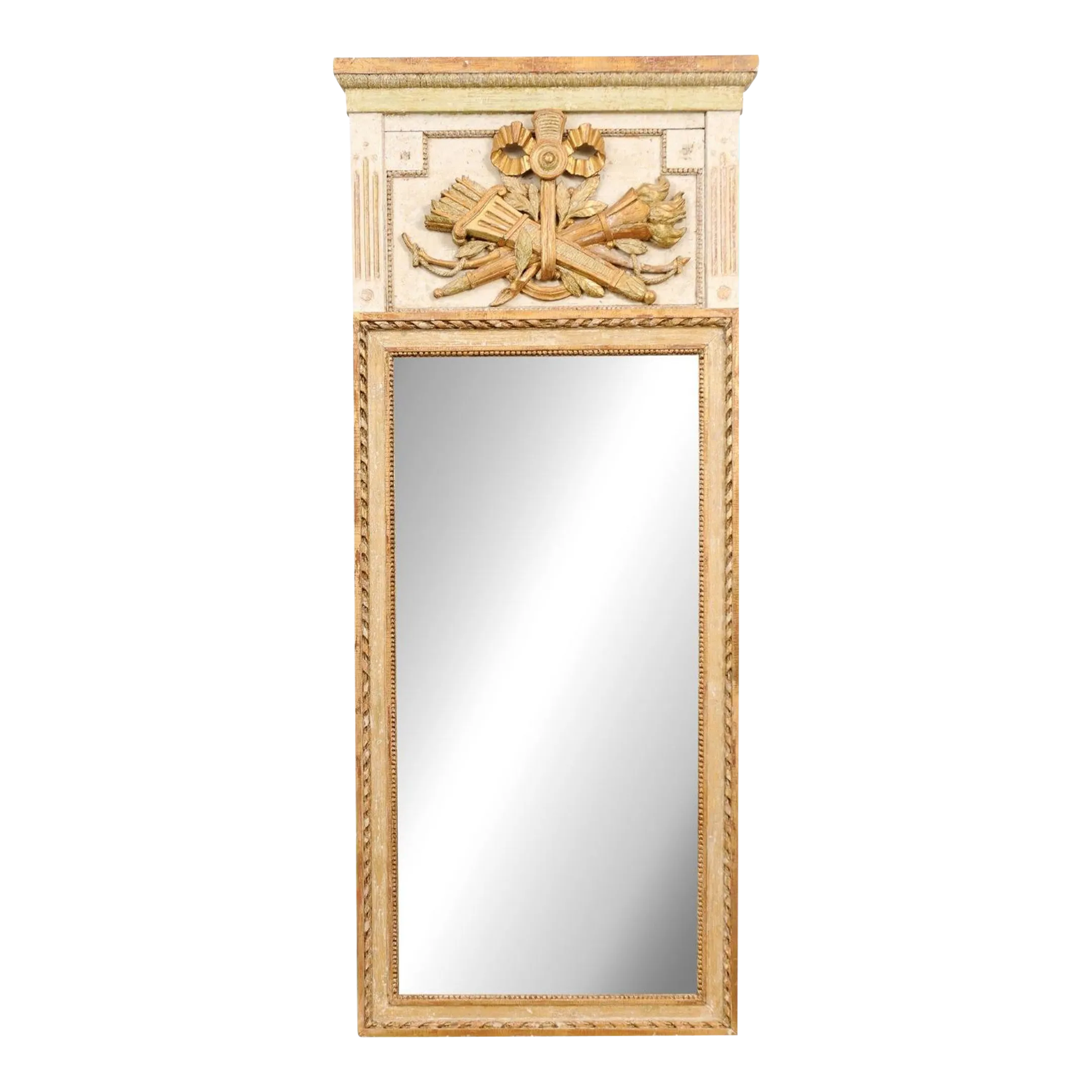 Swedish Gustavian Period 1780s Painted Giltwood Mirror with Carved ...