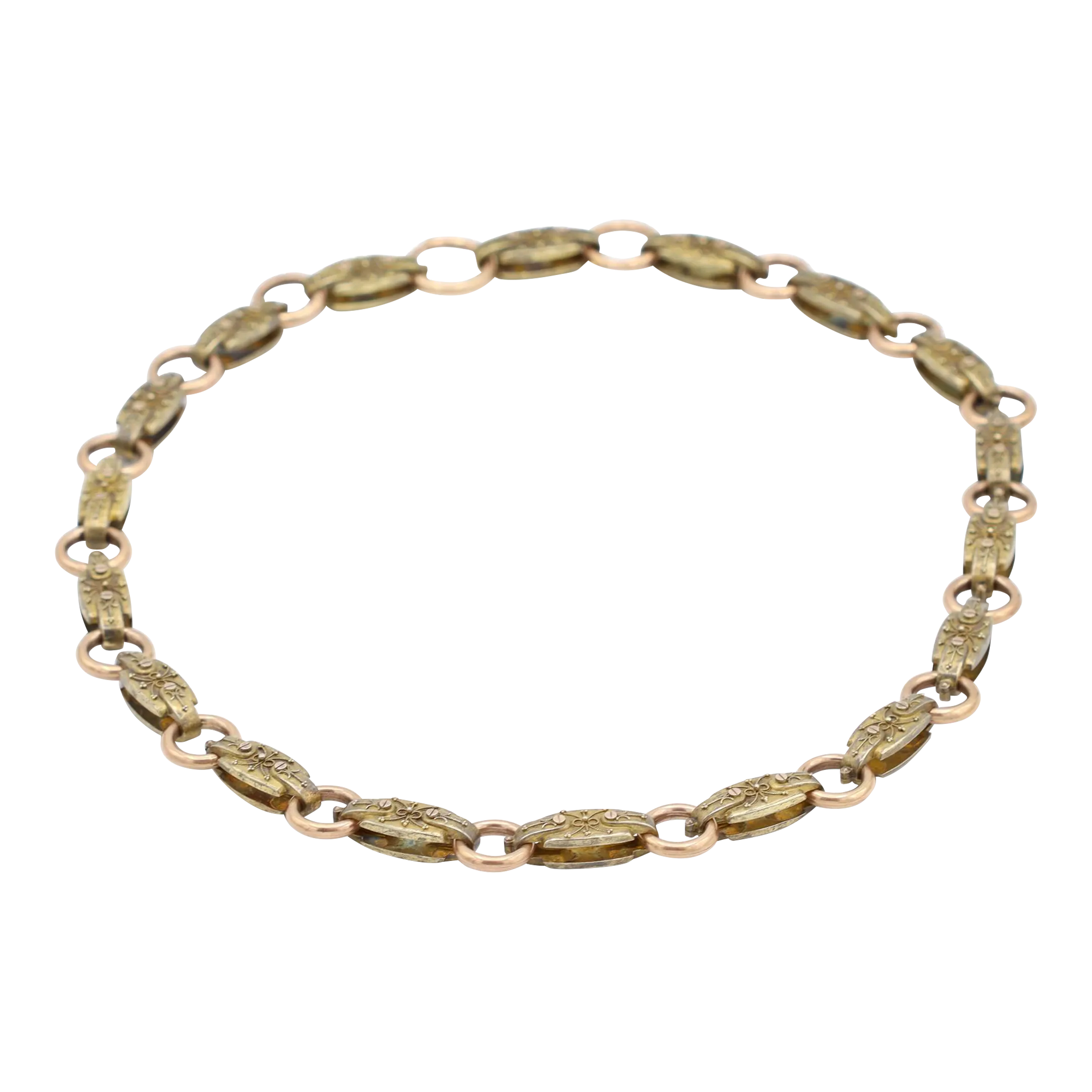 Antique Victorian Bronze 18k Gold Heavy Link Chain Necklace | Chairish