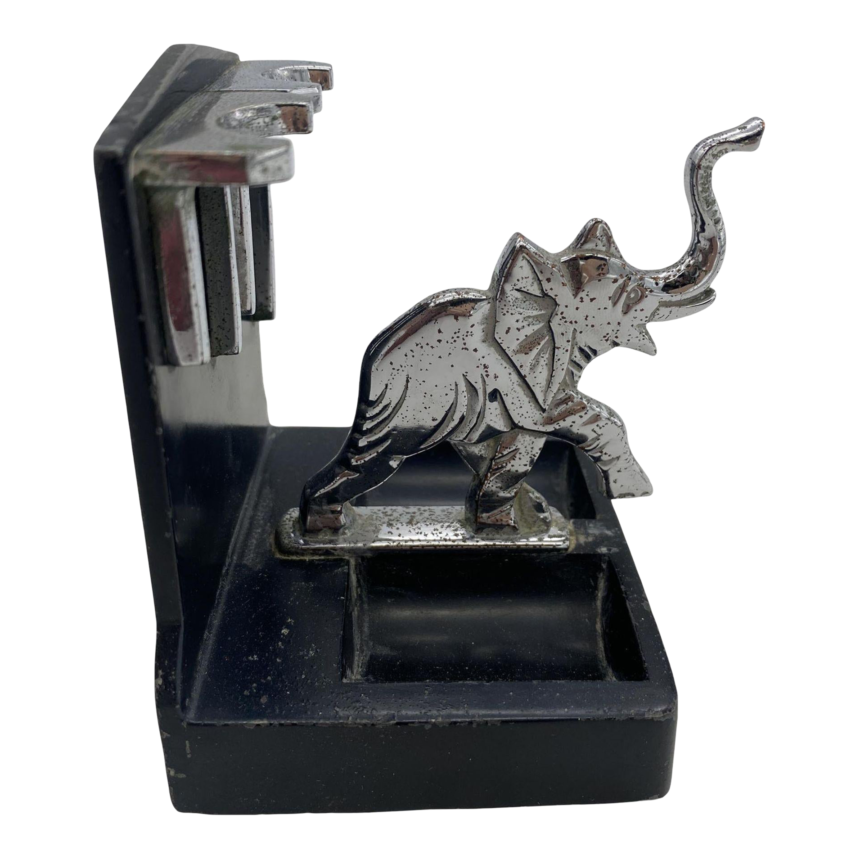 1930s Ronson Art Deco Chrome Elephant Pipe Holder | Chairish