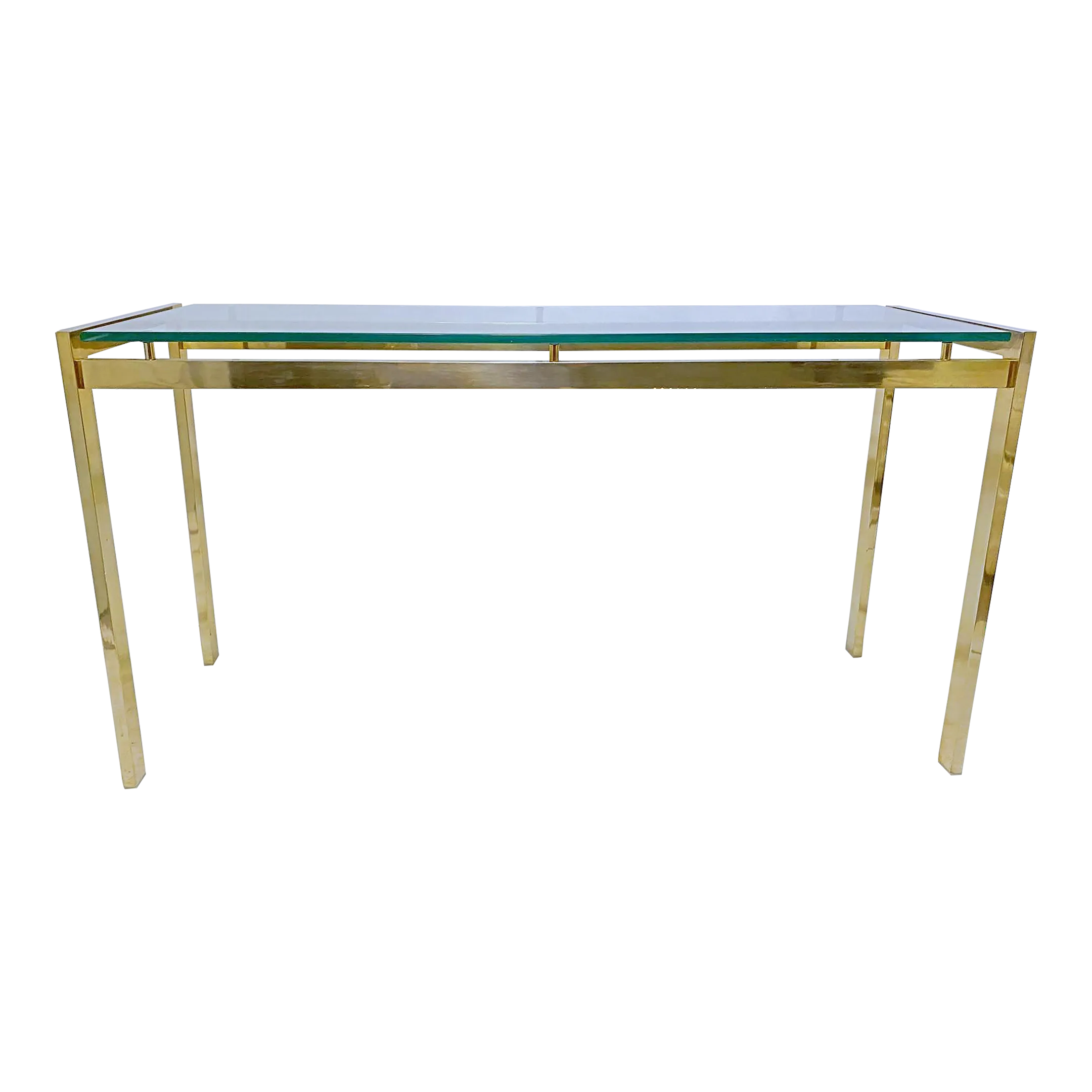 1970s Vintage Metal and Glass Console Table | Chairish