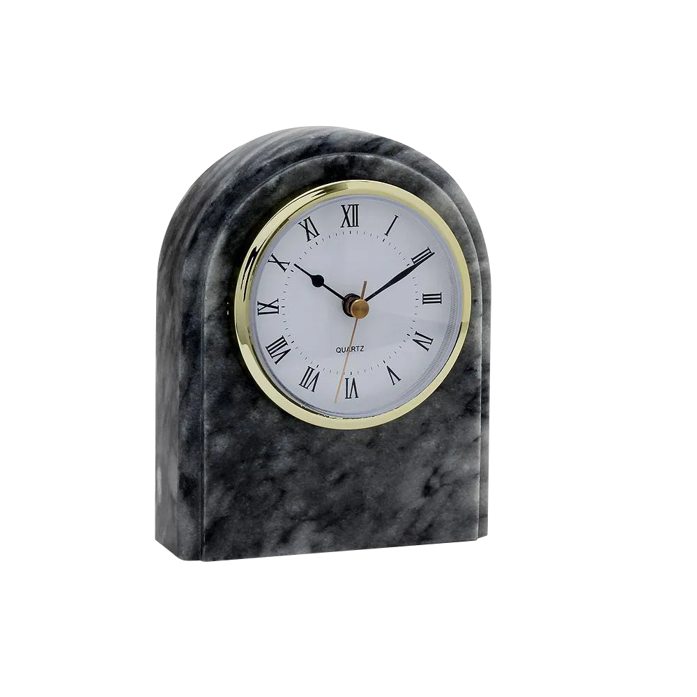 Cloud Gray Marble Desk Clock | Chairish