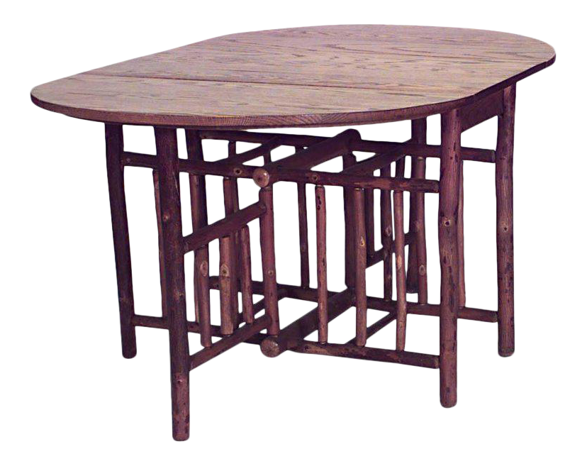 American Rustic Old Hickory Drop Leaf Dining Table | Chairish
