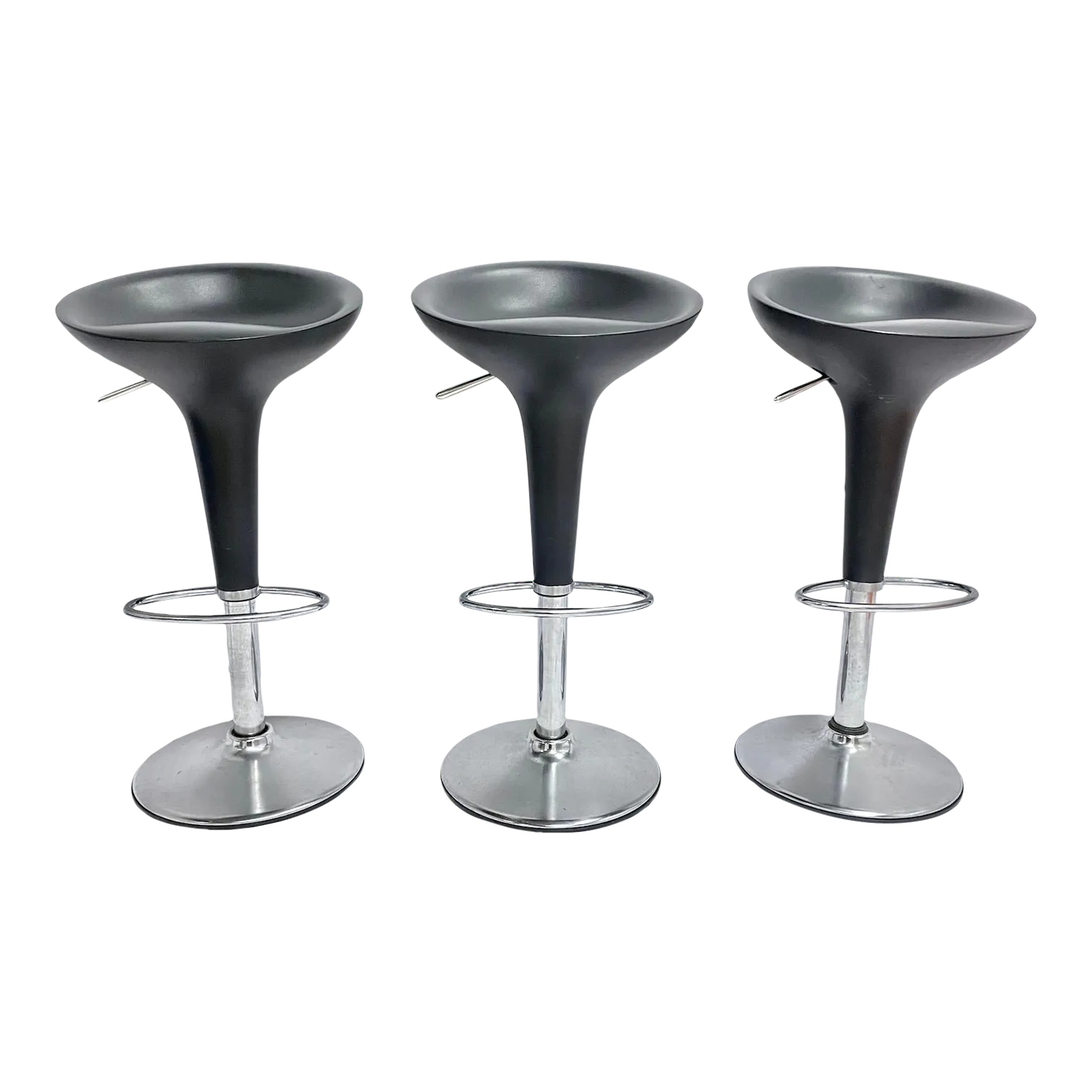 Set of Three Vintage Telescoping Steel Barstools | Chairish