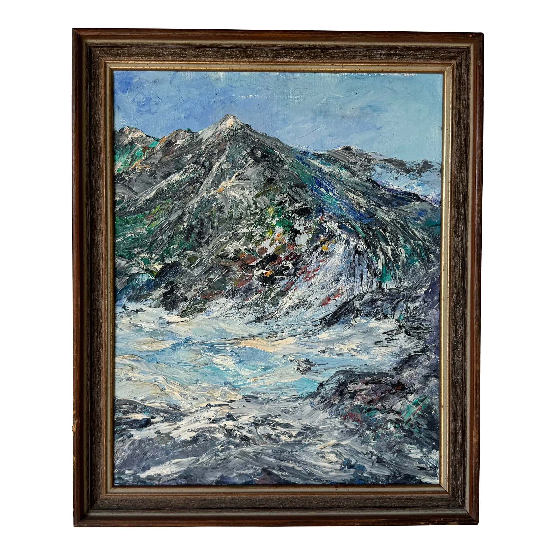 Vintage Expressionist Abstract Winter Landscape Oil Painting, Framed ...