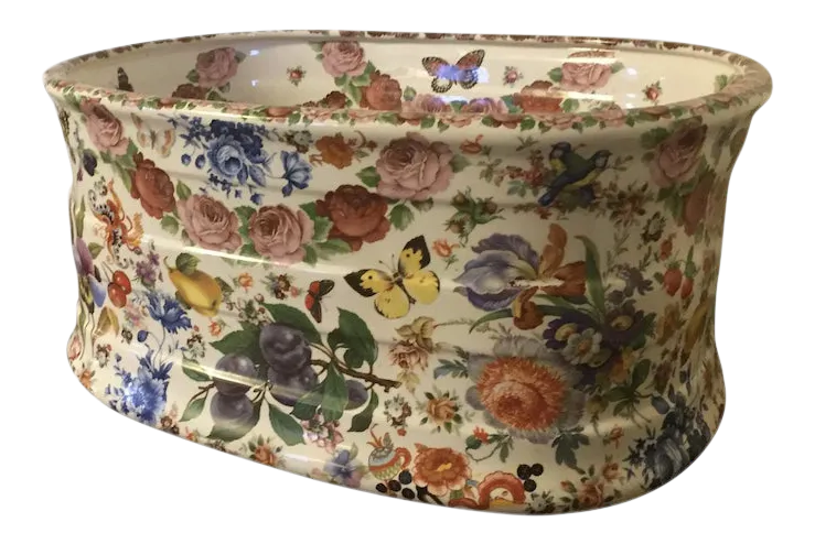Antique 19th Century English Porcelain Foot Bath or Jardiniere Planter ...