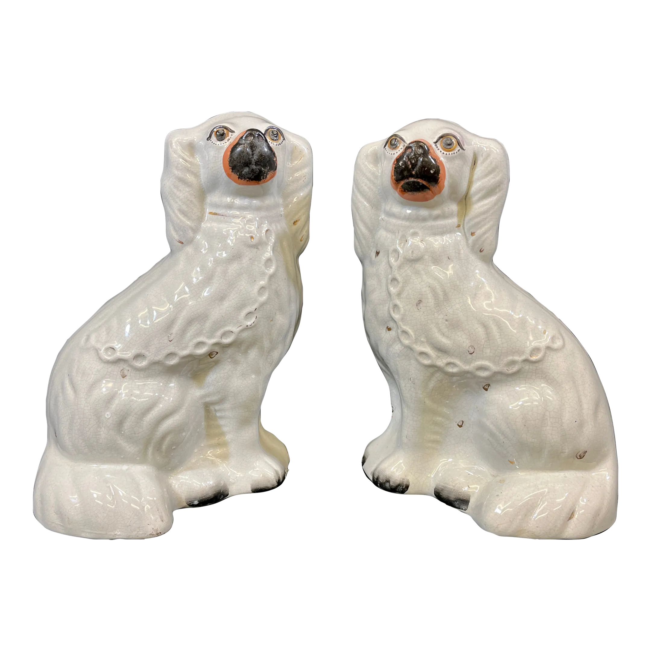Antique Pair of 10” White Staffordshire Dog Figurines From England ...