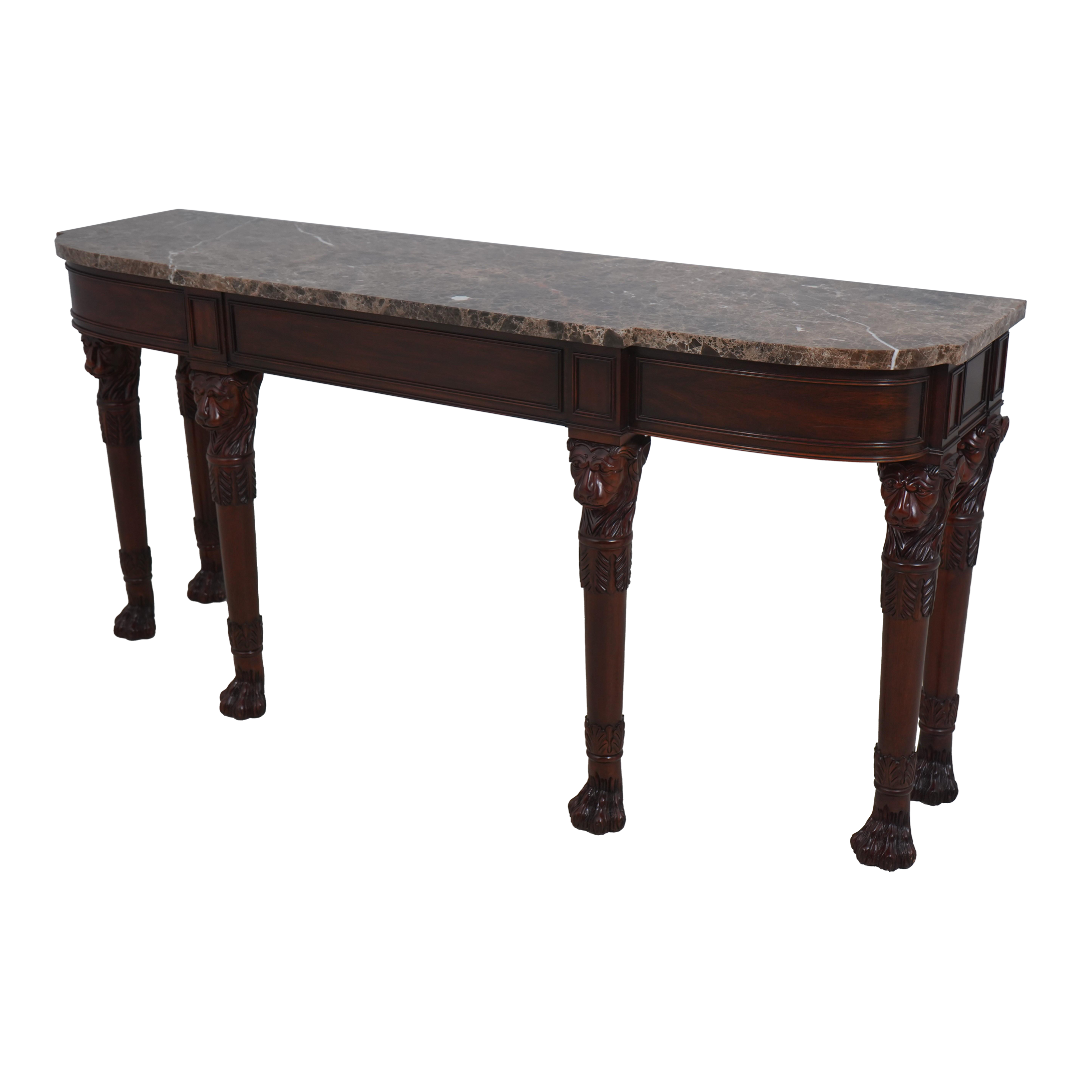 Henkel Harris Marble Top Model 5772 Lion Head Mahogany Console Table ...