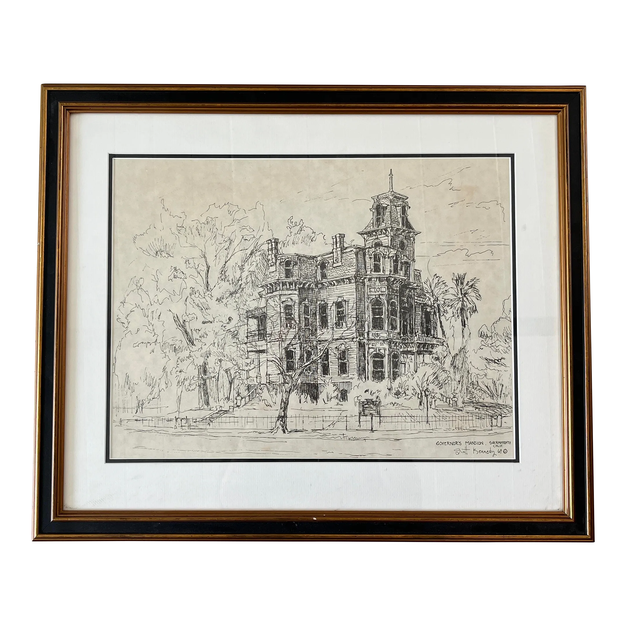 House Portrait Print After Scott Kennedy's "Governor's Mansion, Sacramento" 1969 | Chairish