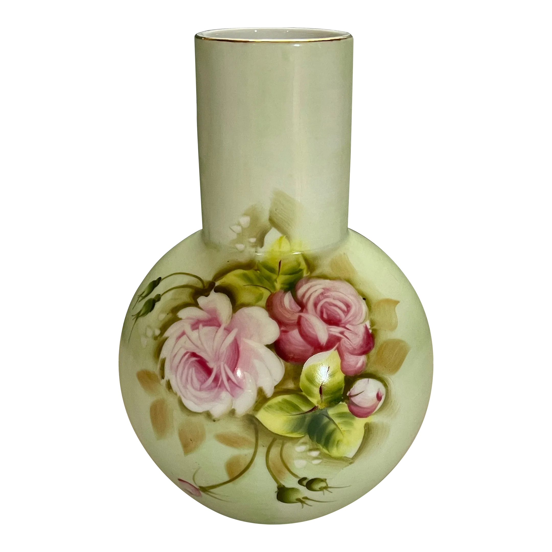 Mid 20th Century Vintage Lefton China Heritage Green Vase | Chairish