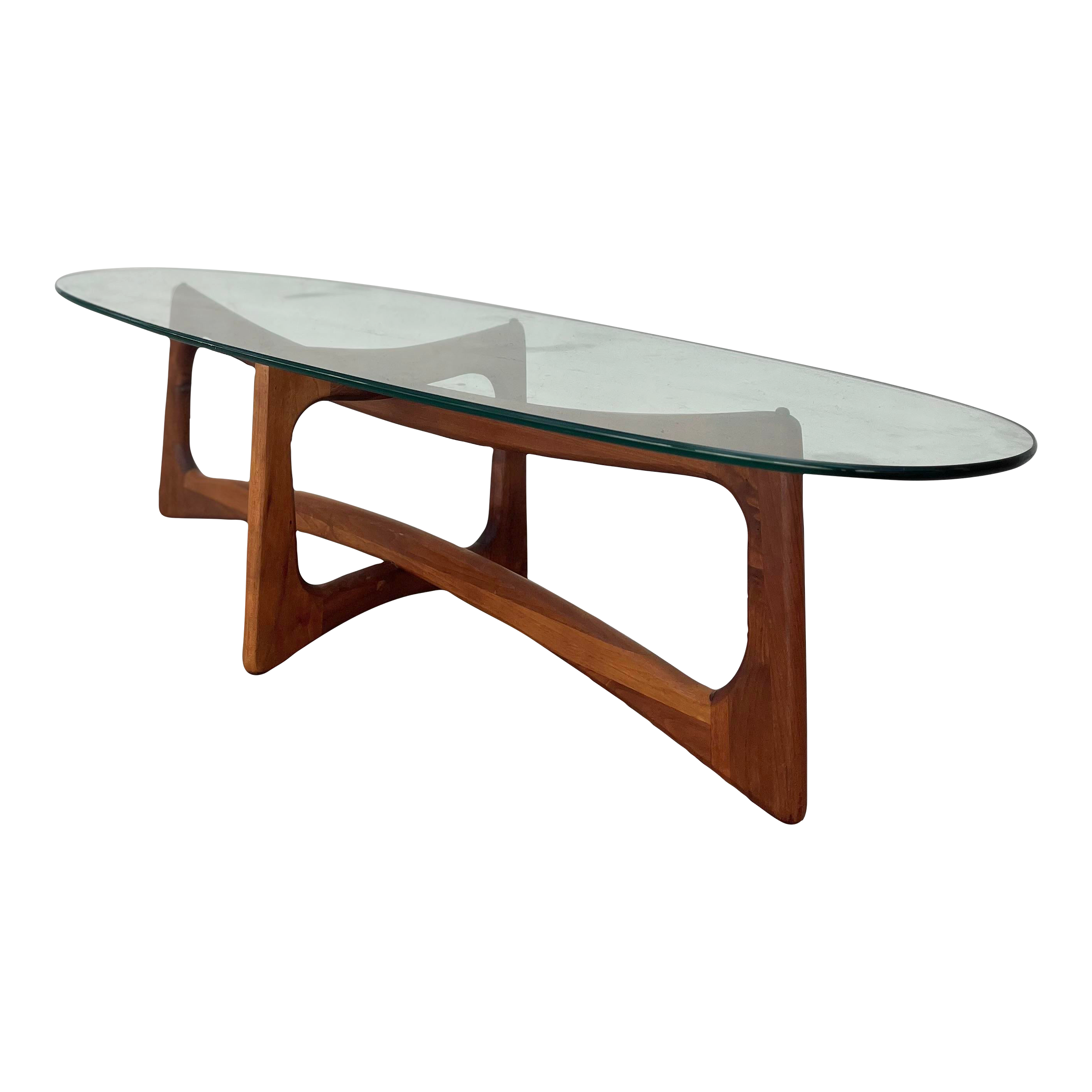 Mid Century Modern Ribbon Coffee Table With Oval Glass Top by Adrian ...