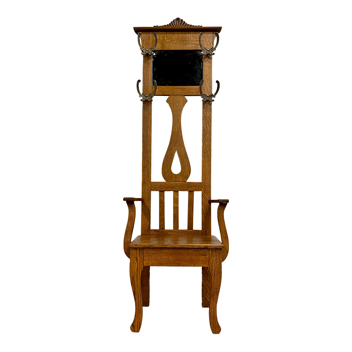 Antique Arts and Crafts Mission Oak Hall Stand and Bench | Chairish