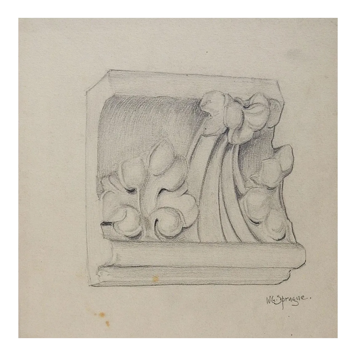 Vintage Pencil Drawing of Architectural Cornice | Chairish