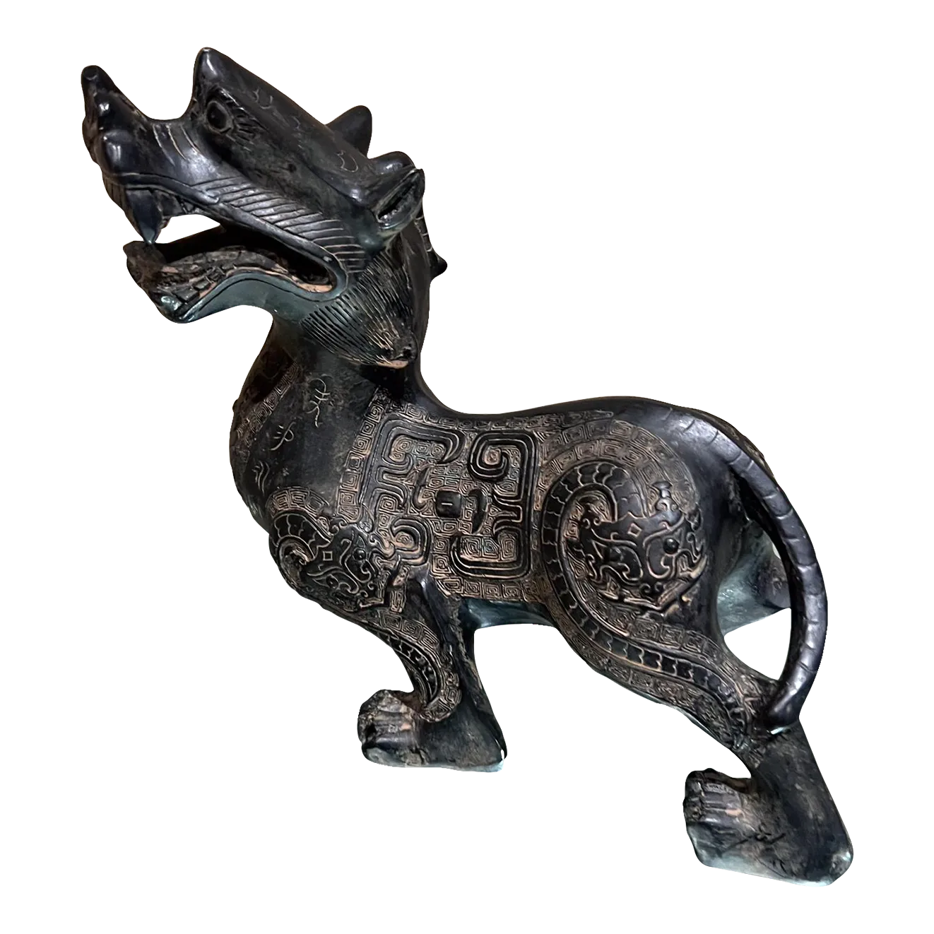 Asian Art Pixiu Chinese Dragon Table Sculpture | Chairish
