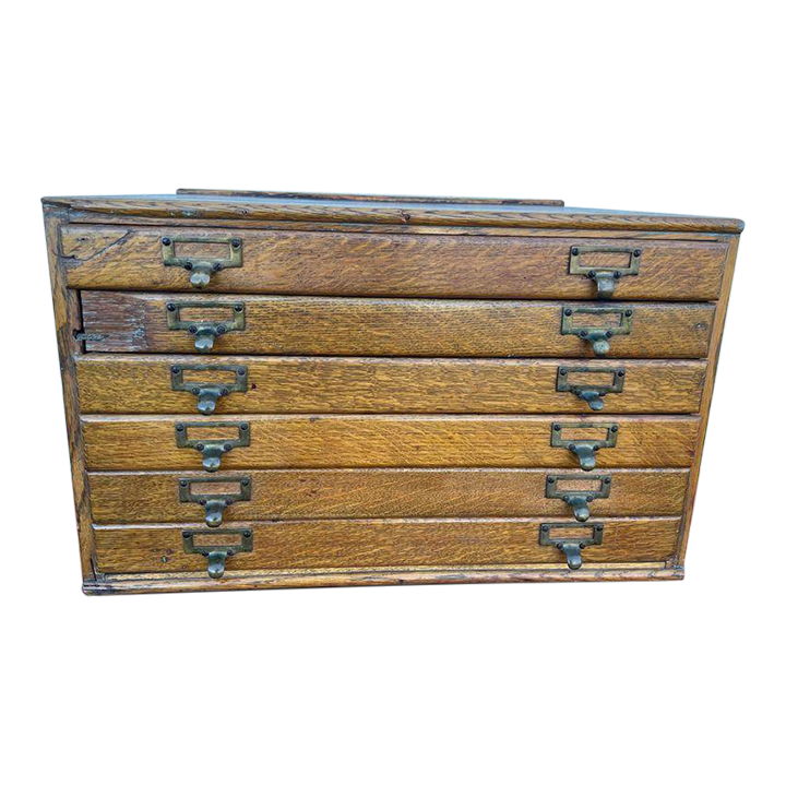 Early 20th Century Antique Oak 6 Drawers Plan Chest. By Macey. | Chairish