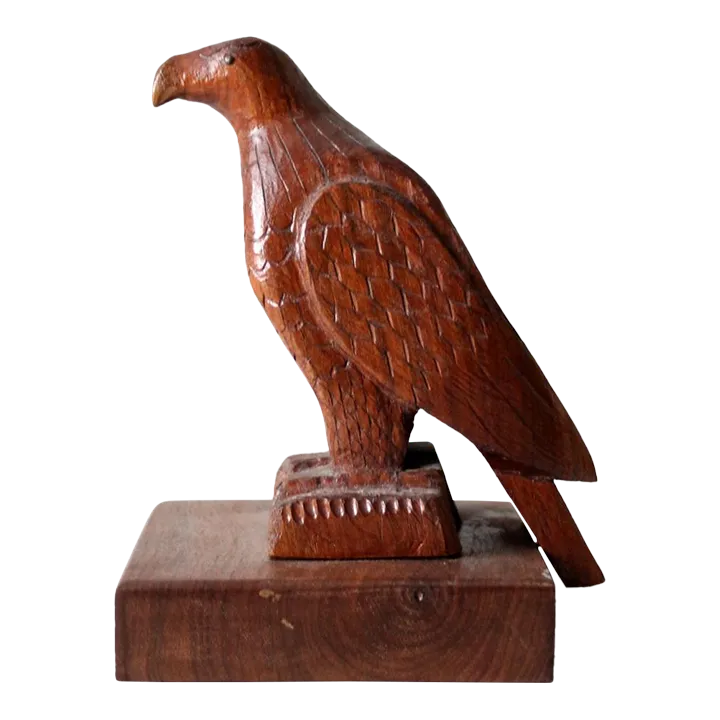 Vintage Hand Carved Wood Eagle Statue. | Chairish