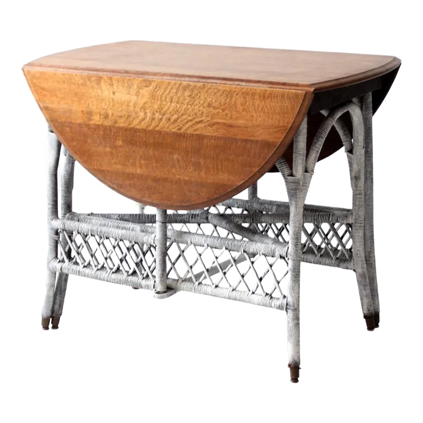 Antique Wicker Gate Leg Table | Chairish