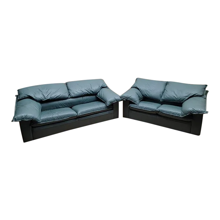 Vintage Italian Post Modern Leather Sofa and Loveseat by Giovanni Erba ...