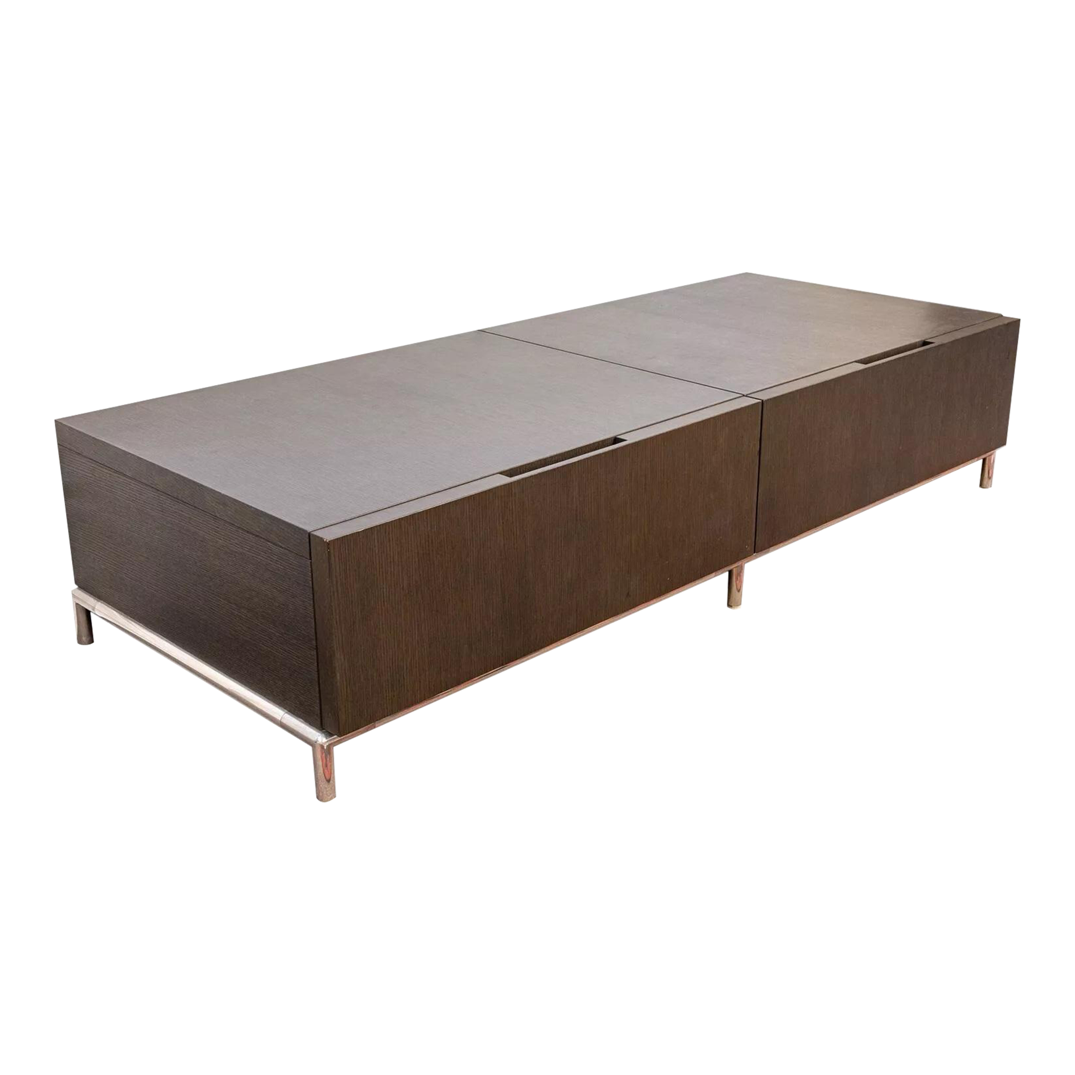 B&B Italia Contemporary Modern Dark Wood and Chrome Domus Floor Storage ...