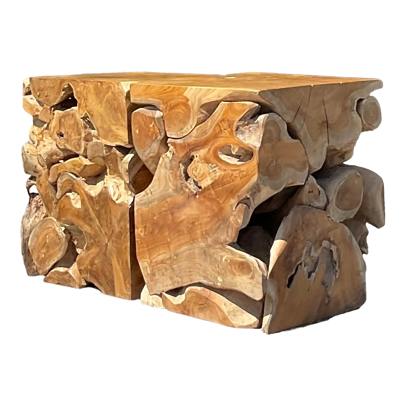 Mid 20th Century Vintage Boho Slab Root Side Tables - a Pair | Chairish