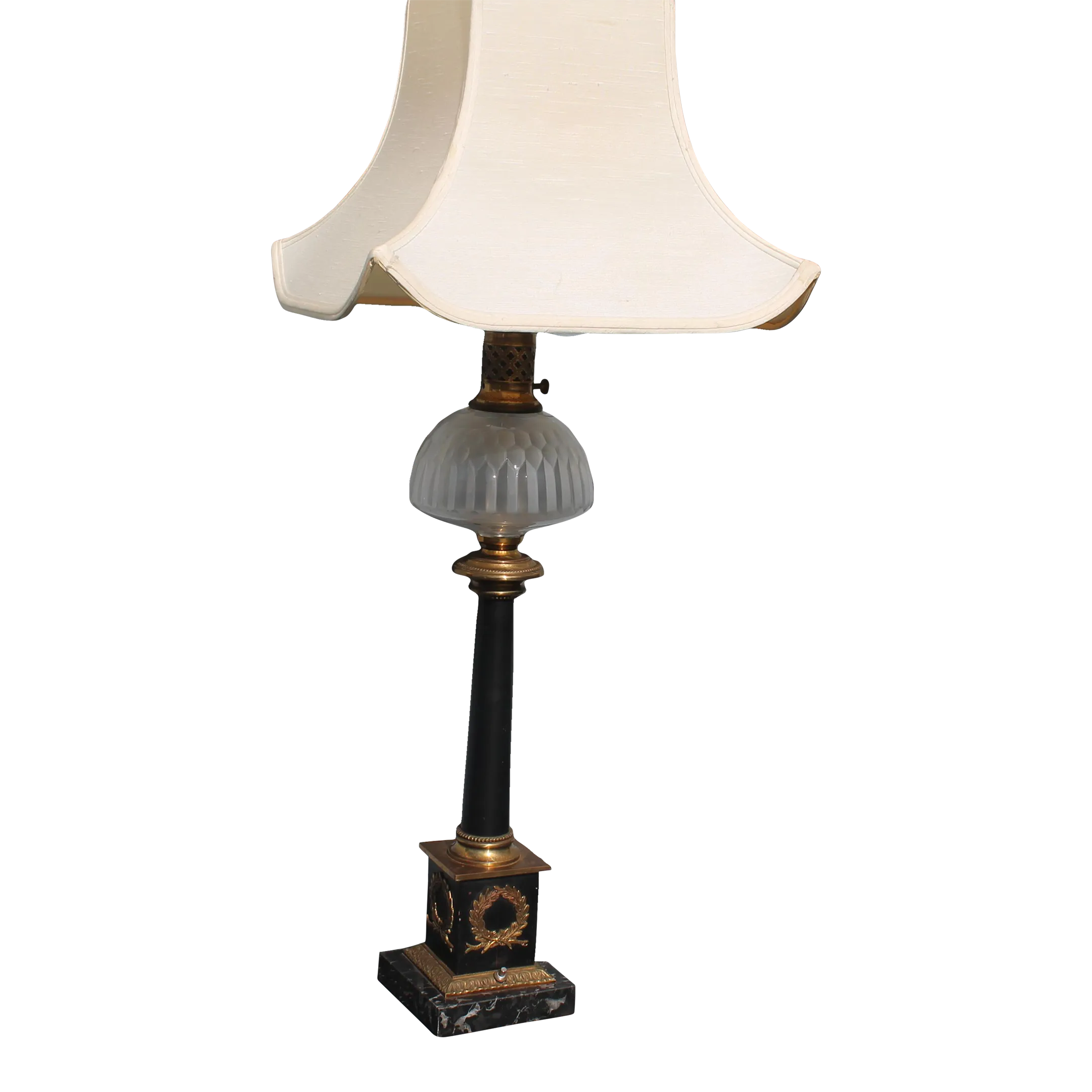 Antique Black & Gold Neoclassical Oil Lantern Style Electric Table Lamp ...