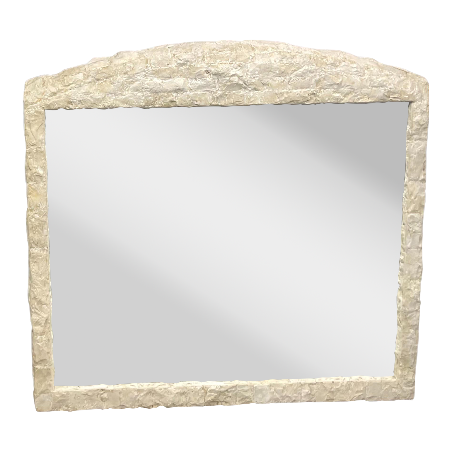 Vintage Post Modern Style Mactan Textured Stone Arched Wall Mirror ...