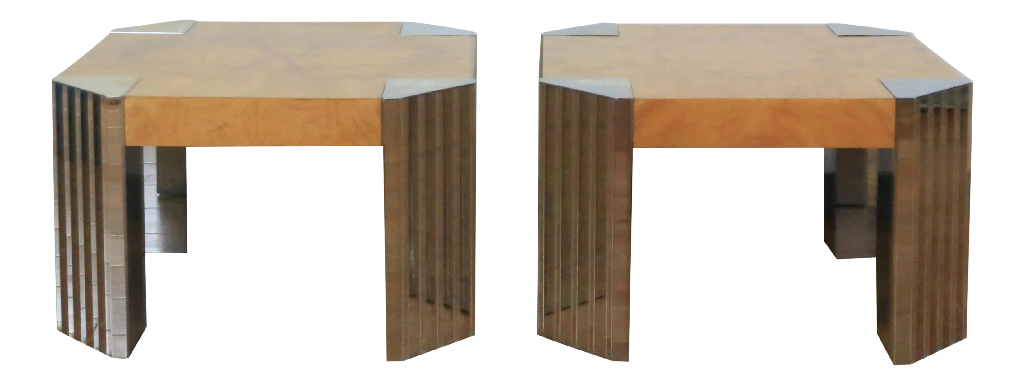 Vintage Pace Collection Burlwood Side Tables | Chairish