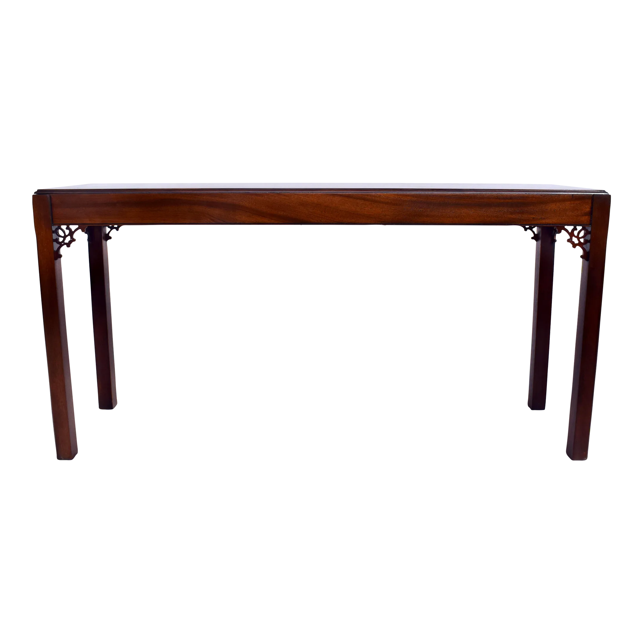 English Chippendale Mahogany Fret Work Console Table | Chairish