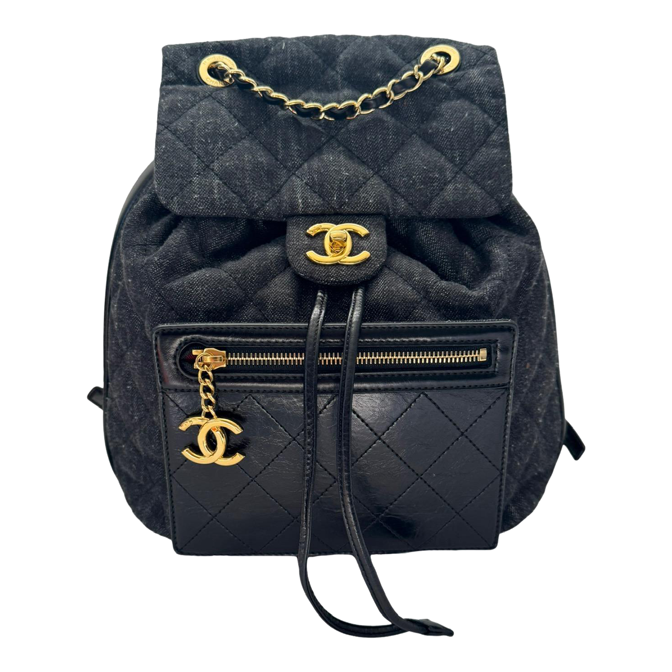 Chanel Washed Denim Quilted Backpack | Chairish