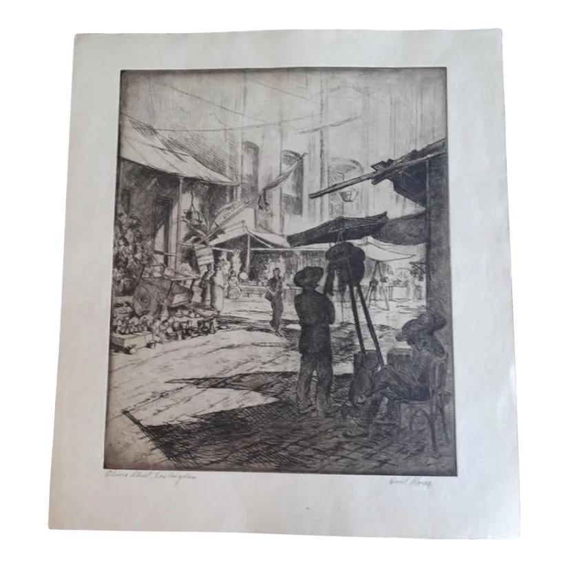 Emil Kosa Jr (1903-1968) - Olvera Street, Los Angeles - Etching | Chairish