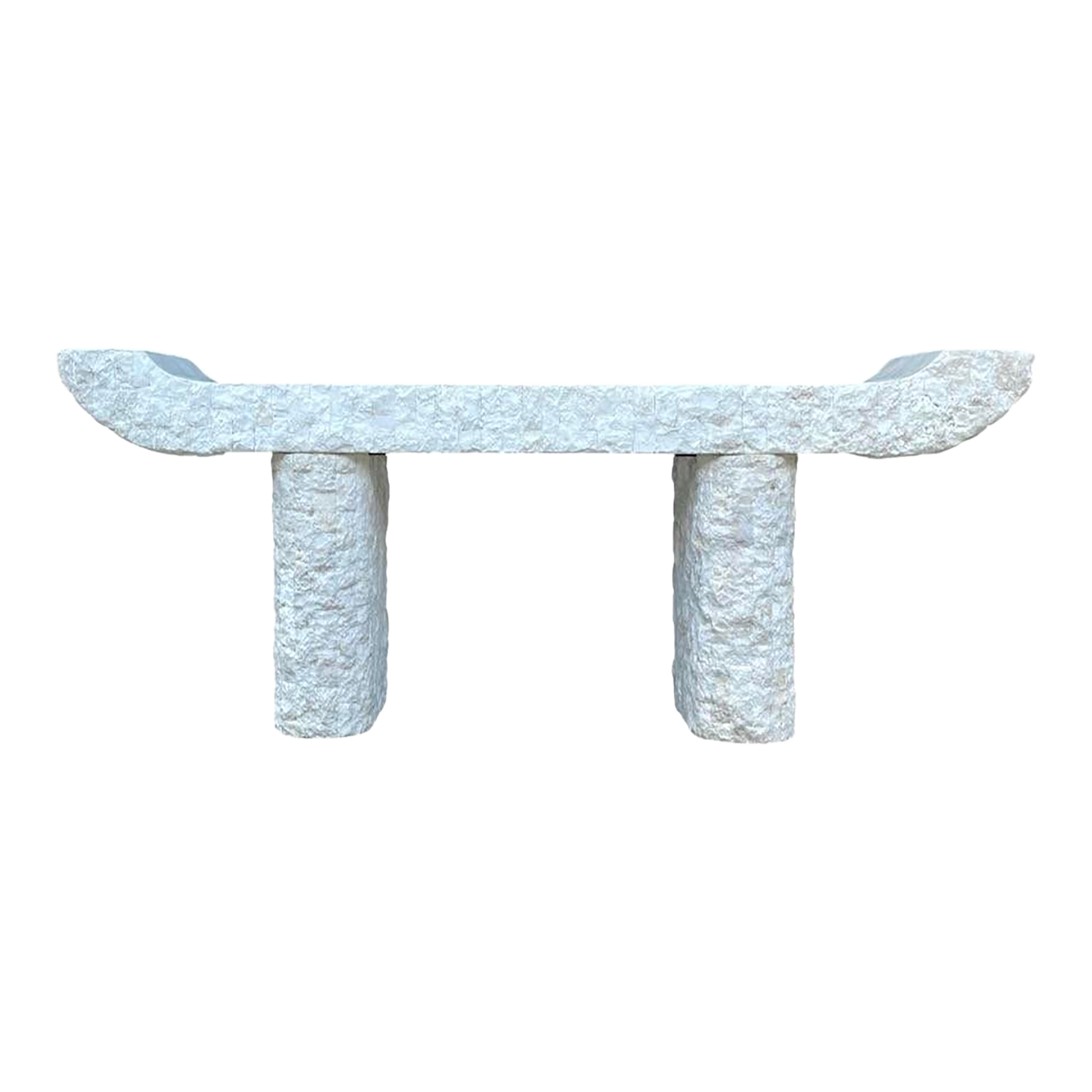 1980s Monumental Maitland Smith Mactan Stone Console Table | Chairish