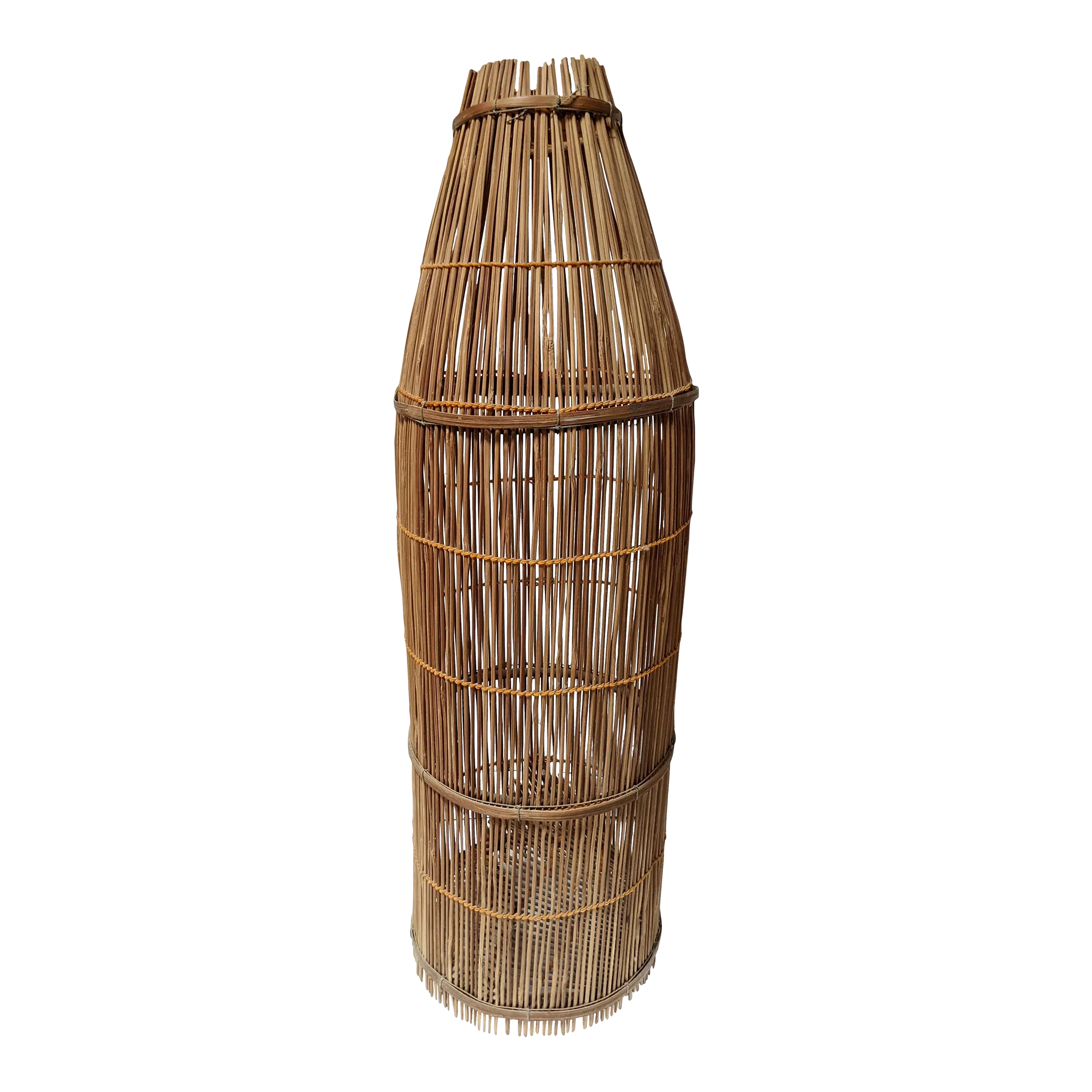 Antique Early 20th Century Large Woven Rattan Fish Trap | Chairish