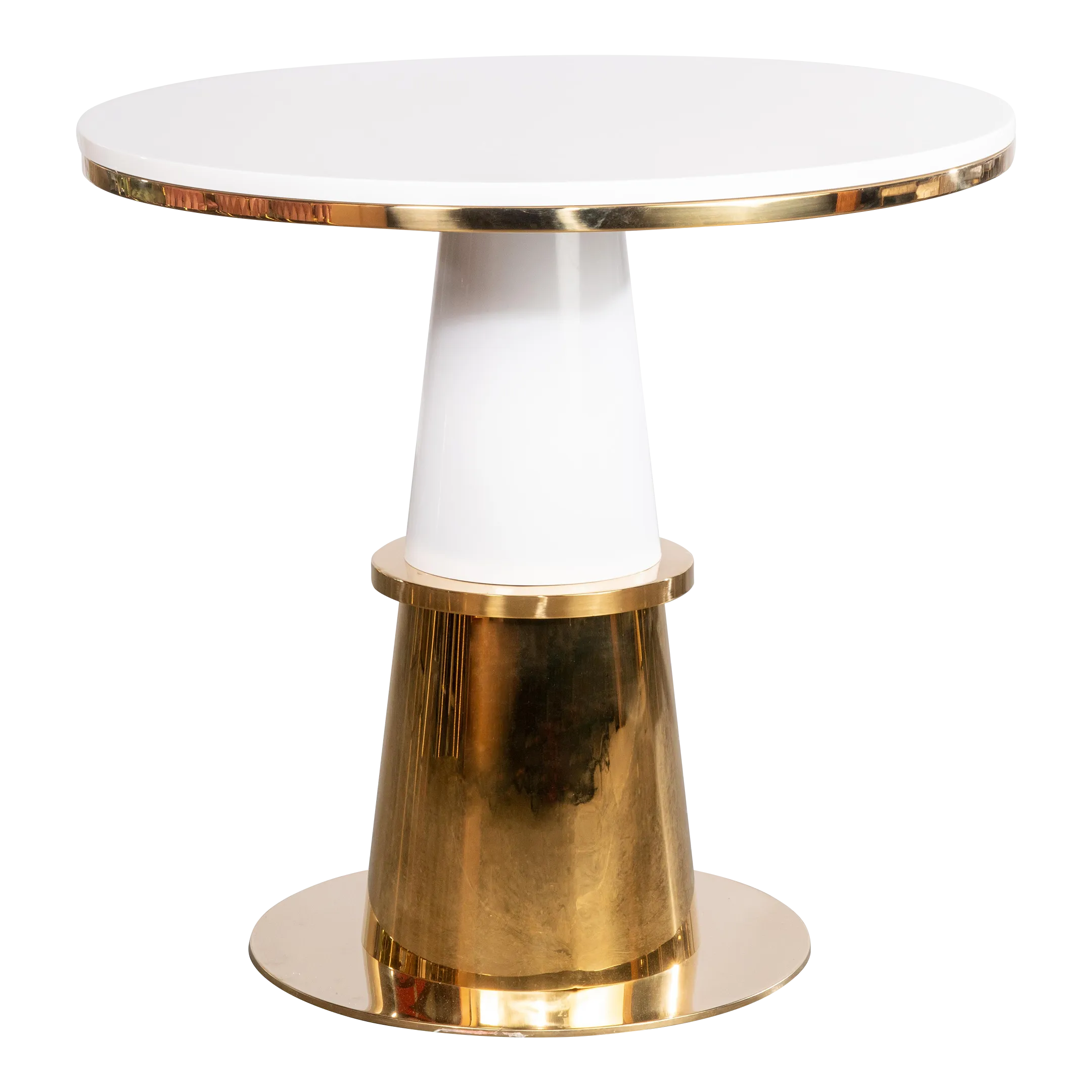 Vanessa White & Gold Small Dining Table | Chairish
