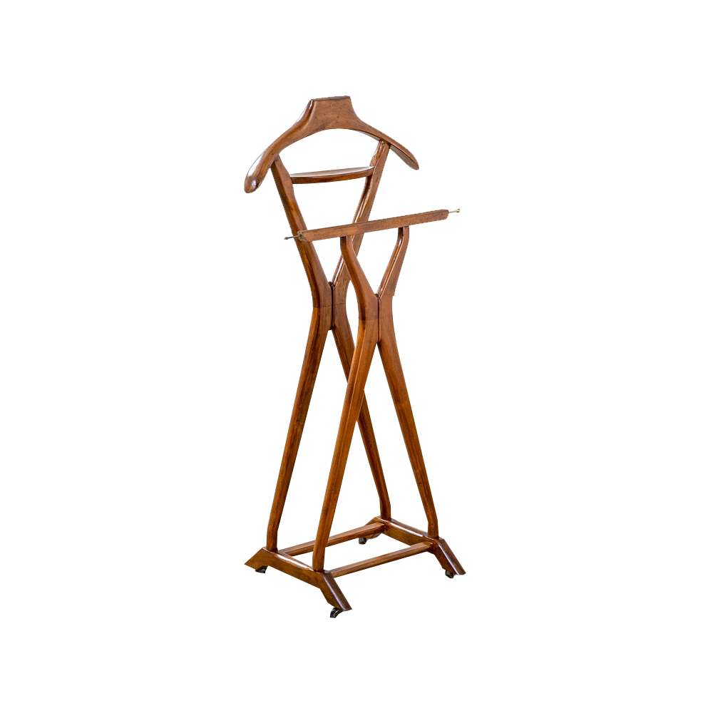 Double Wooden Valet Stand on Wheels by Ico Parisi for Fratelli Reguitti ...