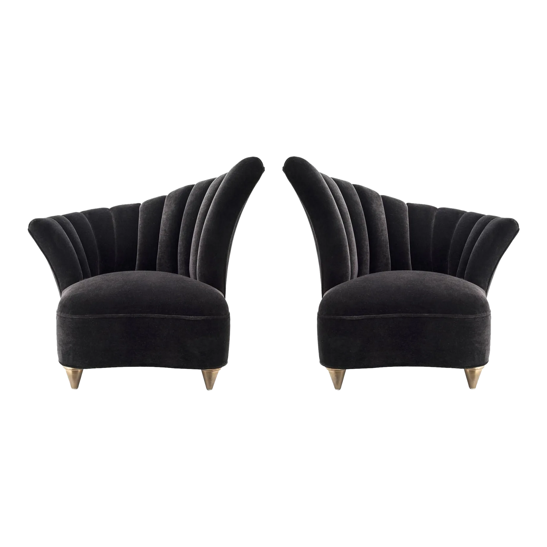 Hollywood Regency Scalloped Asymmetrical Lounge Chairs - a Pair | Chairish