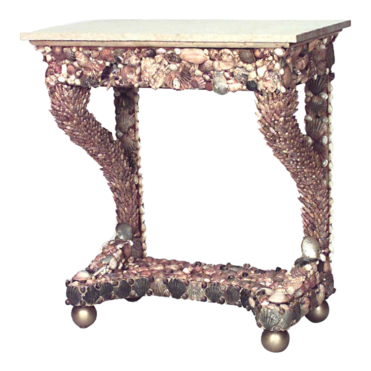 Italian Mid-Century Grotto Style Sea Shell Console Table | Chairish