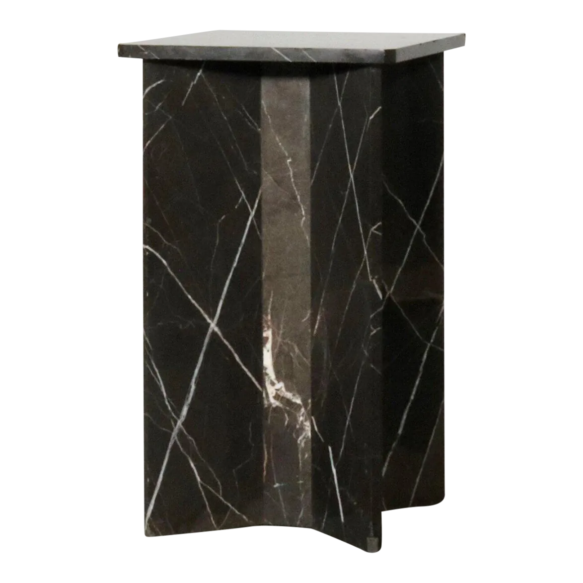 Minimalist X Form Nero Marquina Marble Side Table | Chairish
