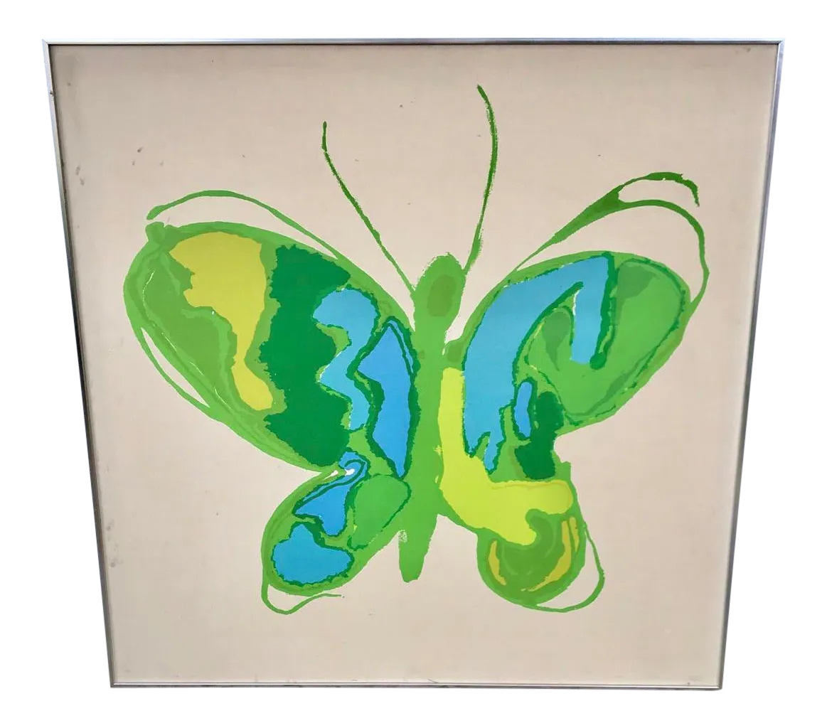 Tom Tru for Raymor Mid-Century Modern Serigraph Butterfly Print | Chairish