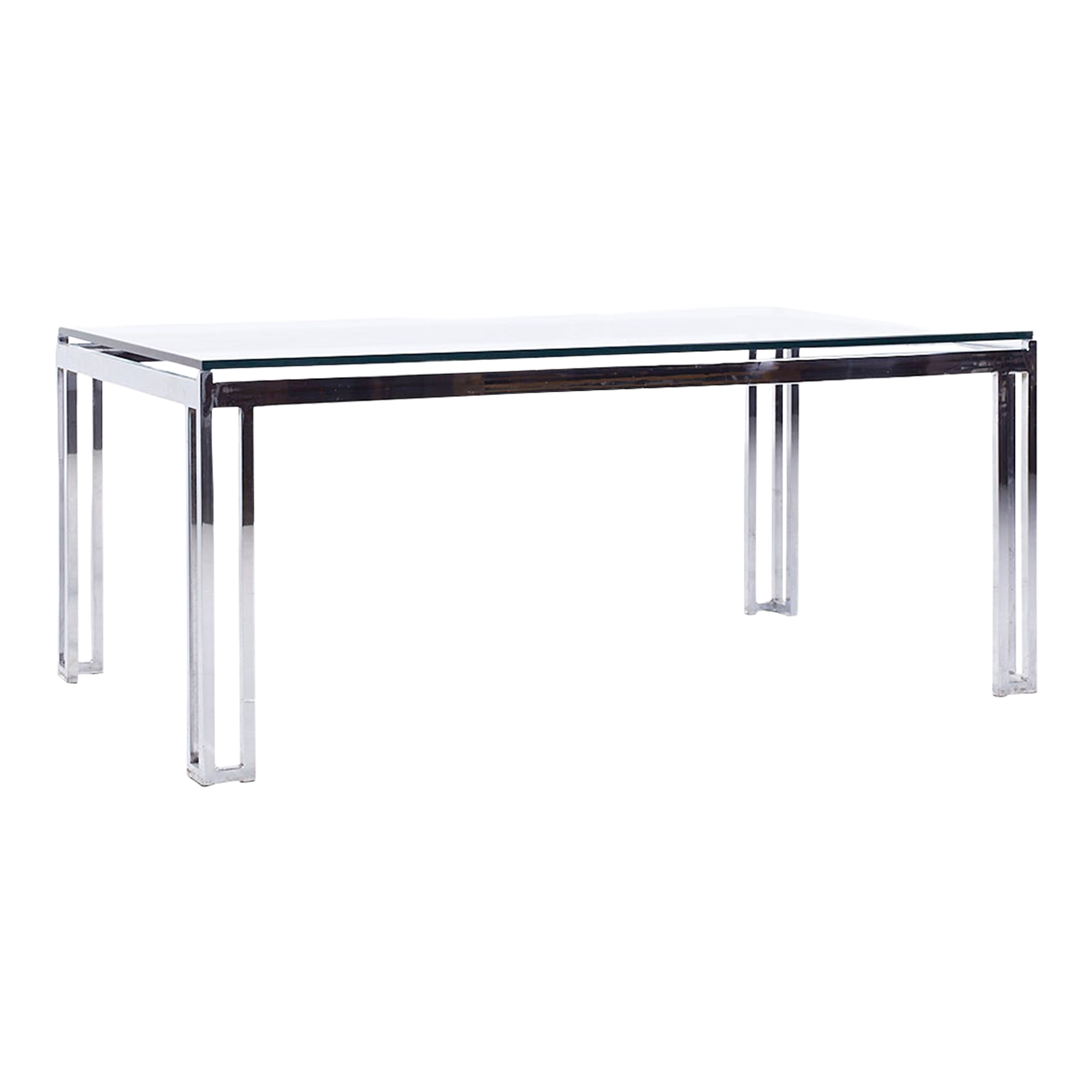 Dia Mid Century Glass and Chrome Dining Table | Chairish
