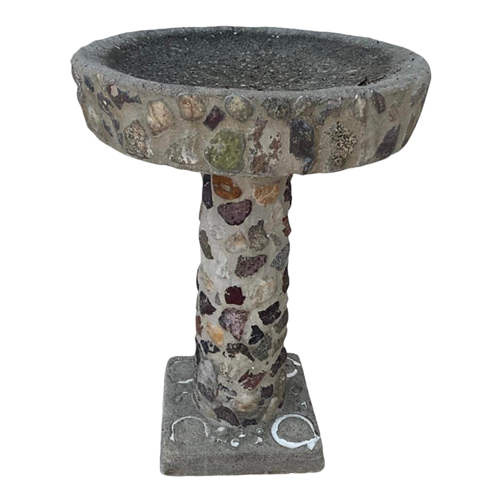 Vintage Pebble Bird Bath | Chairish