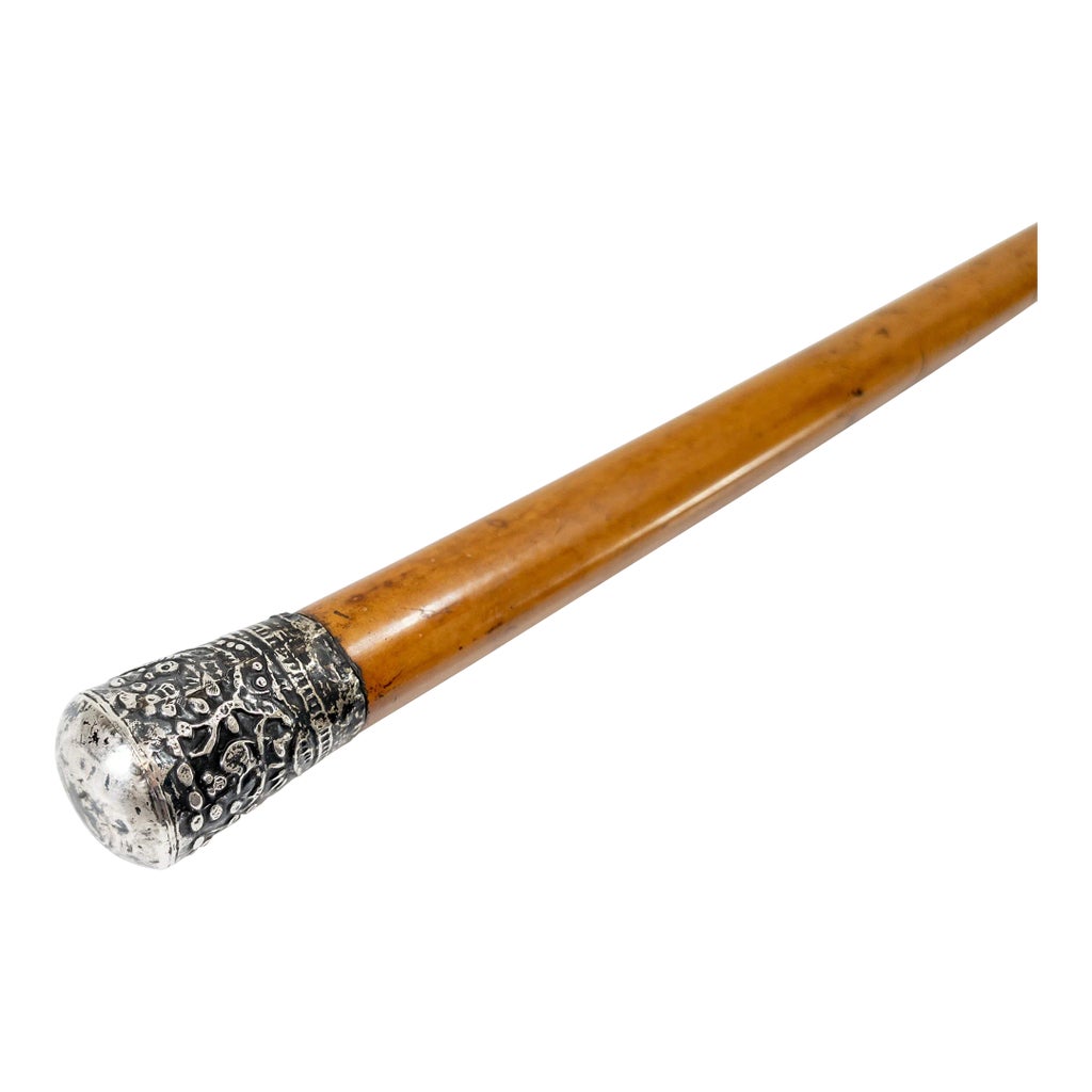 Early 20th Century Chinese Export Silver and Malacca Cane Walking Stick ...