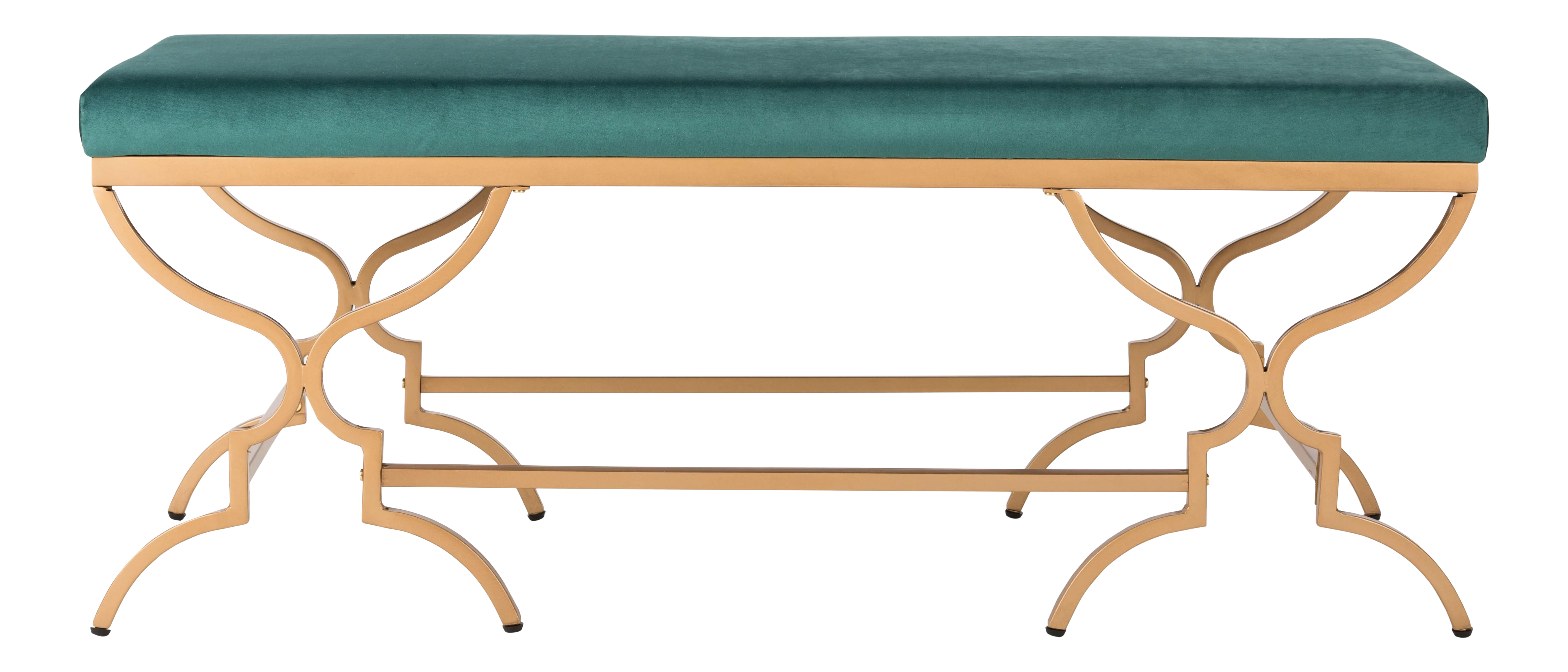 Angular Bench in Emerald & Gold | Chairish