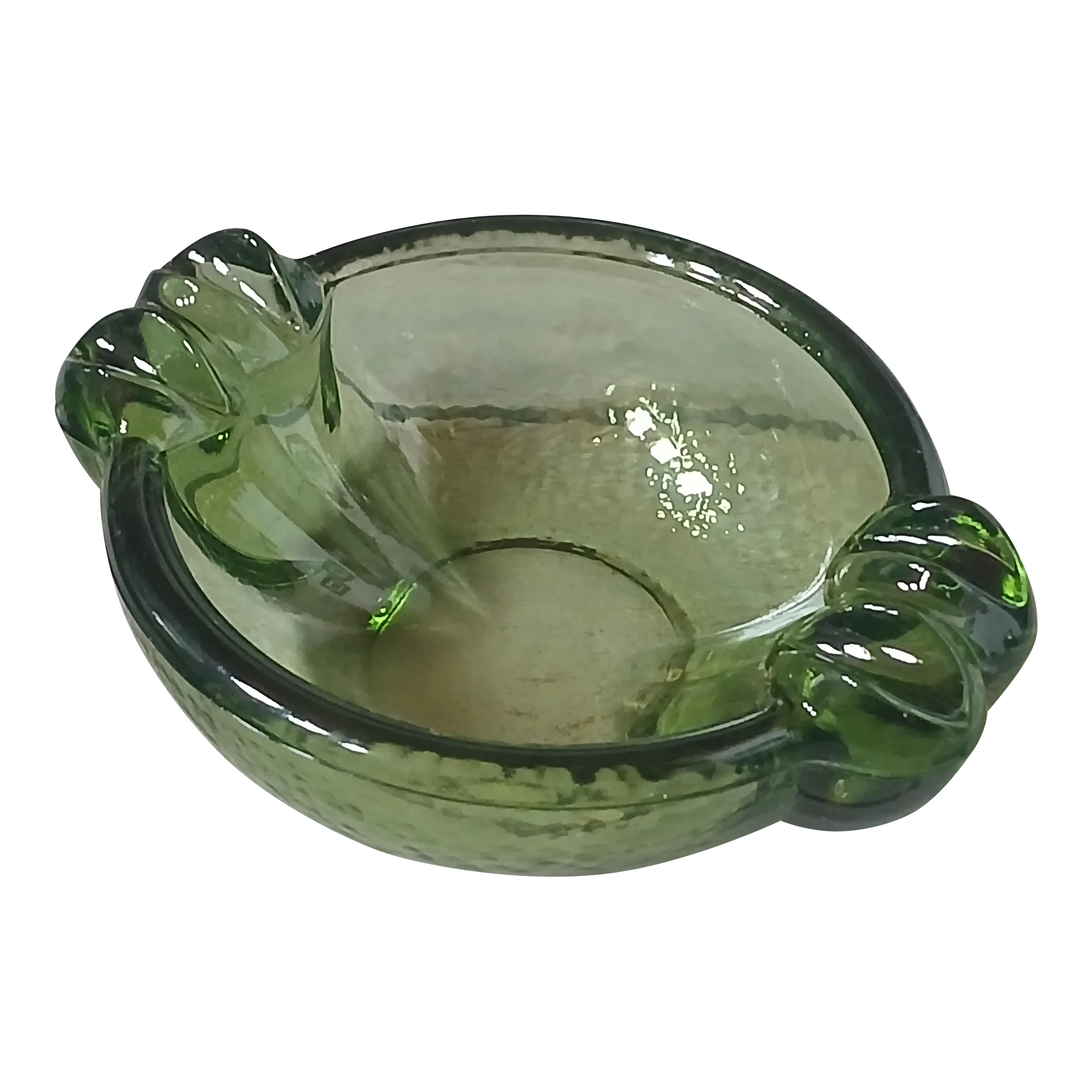 Vintage Mid-Century Modern Atomic Orb Textured Green Glass Ashtray ...