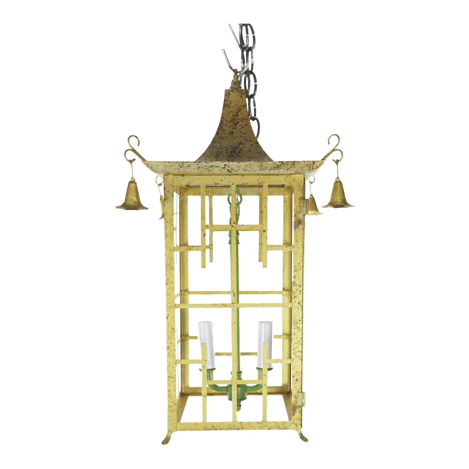 English Regency-Style Gilded Tower Double Light Chandelier | Chairish